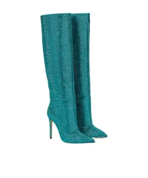 Paris Texas Holly Embellished Knee-high Boots - Blue