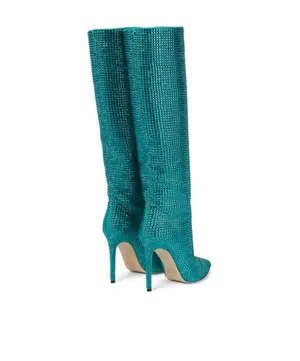 Paris Texas Holly Embellished Knee-high Stiletto Boots - Blue
