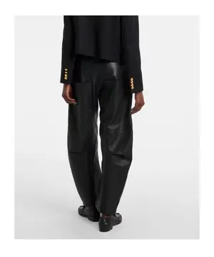 NILI LOTAN Shon Leather Barrel-leg Pants