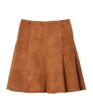 Stouls Mila Pleated Suede Miniskirt - Brown