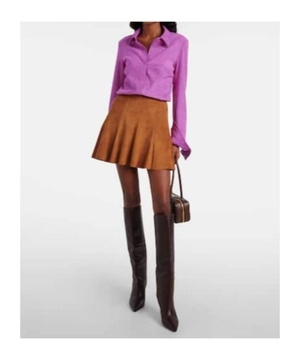 Stouls Mila Pleated Suede Miniskirt