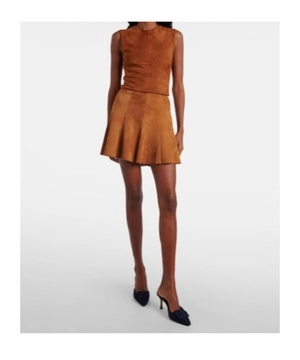 Stouls Mila Pleated Suede Miniskirt
