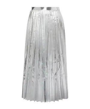 Junya Watanabe Pleated Metallic-effect Midi Skirt - Gray