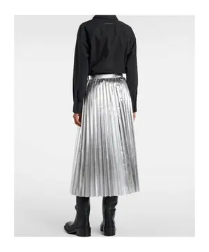 Junya Watanabe Pleated Metallic-effect Midi Skirt