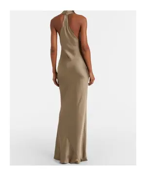 Norma Kamali Draped Halterneck Satin Gown