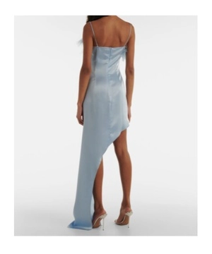 David Koma Feather-trimmed Satin Cocktail Dress