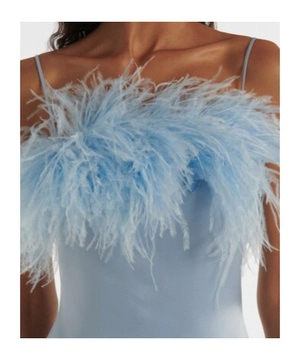 David Koma Feather-trimmed Satin Cocktail Dress