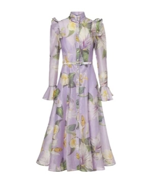 LEO Lin Katrina Linen-blend Shirt Dress With Floral Print - Purple