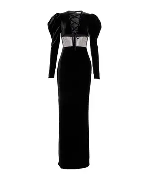 Alessandra Rich Silk-blend Velvet Maxi Dress - Black