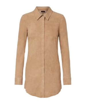 Stouls Geraldine Suede Shirt Dress - Nude