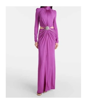 Rabanne Cutout Crystal-embellished Jersey Gown