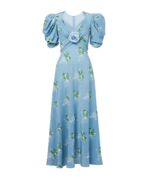 RODARTE Floral Silk Cocktail Dress - Blue