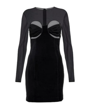 NENSI DOJAKA Cutout Velvet Minidress - Black