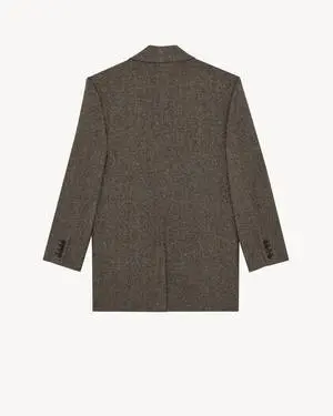 Saint Laurent Single-breasted Jacket In Herringbone Wool
