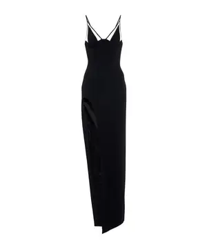 David Koma Mesh-paneled Gown - Black