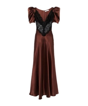 RODARTE Lace-trimmed Silk Charmeuse Gown - Brown