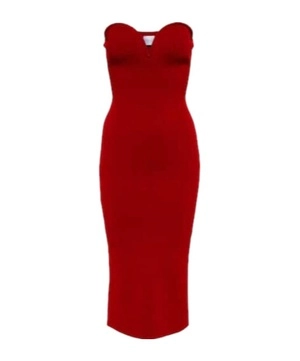 Galvan Thalia Bustier Midi Dress - Red