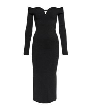 Galvan Grace Off-shoulder Midi Dress - Black