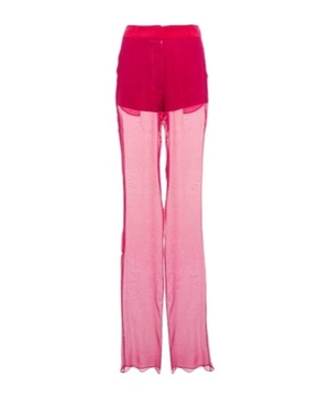 NENSI DOJAKA Mid-rise Wide-leg Silk Pants - Pink