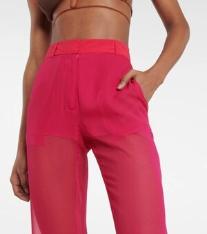 NENSI DOJAKA Mid-rise Wide-leg Silk Pants