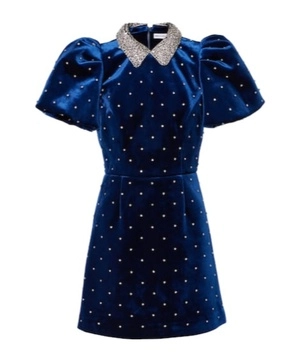 Rebecca Vallance Vivicia Embellished Velvet Minidress - Blue