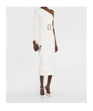 SAFIYAA LONDON Asymmetrical Crêpe Midi Dress