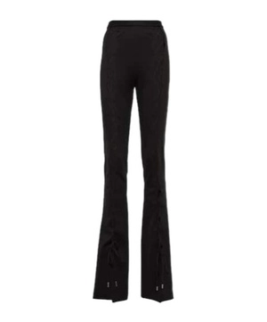 David Koma Lace-up Cotton Jersey Flared Pants - Black