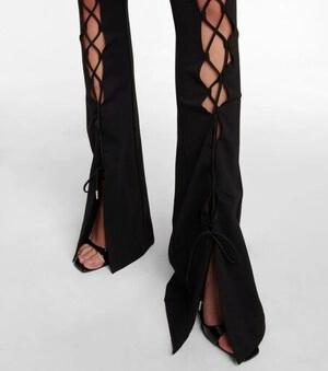 David Koma Lace-up Cotton Jersey Flared Pants