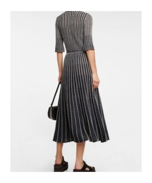 Stella McCartney Knit Midi Dress With Keyhole Neckline And Pleated Skirt