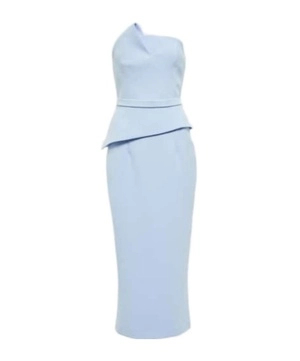 SAFIYAA LONDON Delani Peplum Midi Dress - Blue