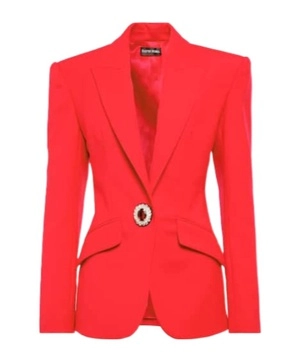 David Koma Embellished Virgin Wool Blazer - Red