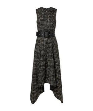 SAFIYAA LONDON Okimi Sequined Tweed Midi Dress - Black