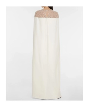 SAFIYAA LONDON Bridal Embellished Crepe Cape Gown