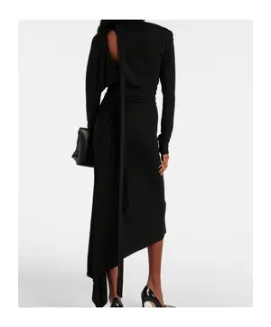 Victoria Beckham Asymmetric Ruched Midi Dress