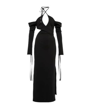 Attico Greta Off-shoulder Halterneck Dress - Black