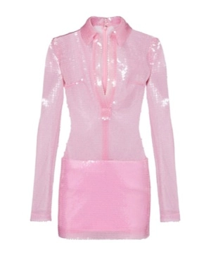 David Koma Sequined Polo Dress - Pink