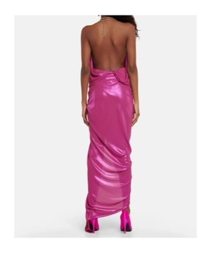 Attico Halterneck Lame Maxi Dress