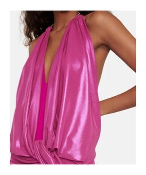 Attico Halterneck Lame Maxi Dress