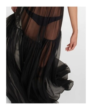 NENSI DOJAKA Cutout Silk Chiffon Maxi Dress - Black