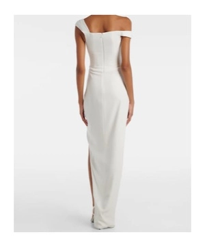 Alex Perry Bridal Draped Off-shoulder Crepe Corset Gown