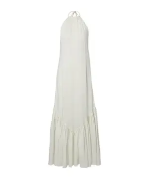 PATOU Striped Halterneck Open-back Maxi Dress - White