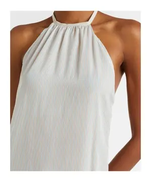 PATOU Striped Halterneck Open-back Maxi Dress