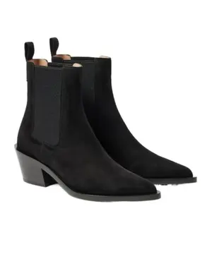 GIANVITO ROSSI Pointed Toe Suede Ankle Boots - Black