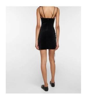NENSI DOJAKA Velvet And Mesh Cutout Mini Dress