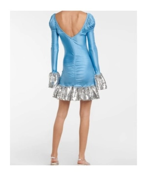 Rabanne Embellished Pleated Metallic Wire Mini Dress
