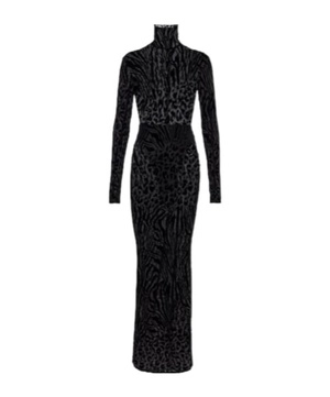 Alex Perry Sheer Animal-print Devoré Maxi Dress - Black