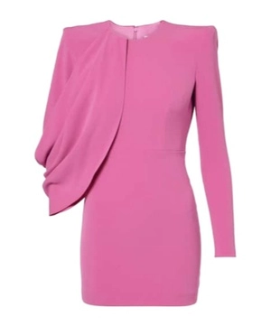 Alex Perry Caped Asymmetric Crepe Minidress - Pink