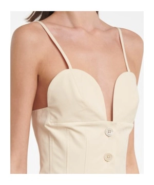 JIL SANDER Cotton Poplin Sweetheart Bodice Midi Dress