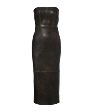 Alex Perry Leather Midi Dress - Black