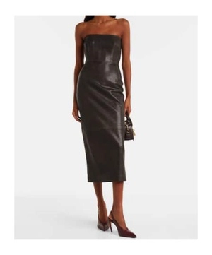 Alex Perry Leather Midi Dress